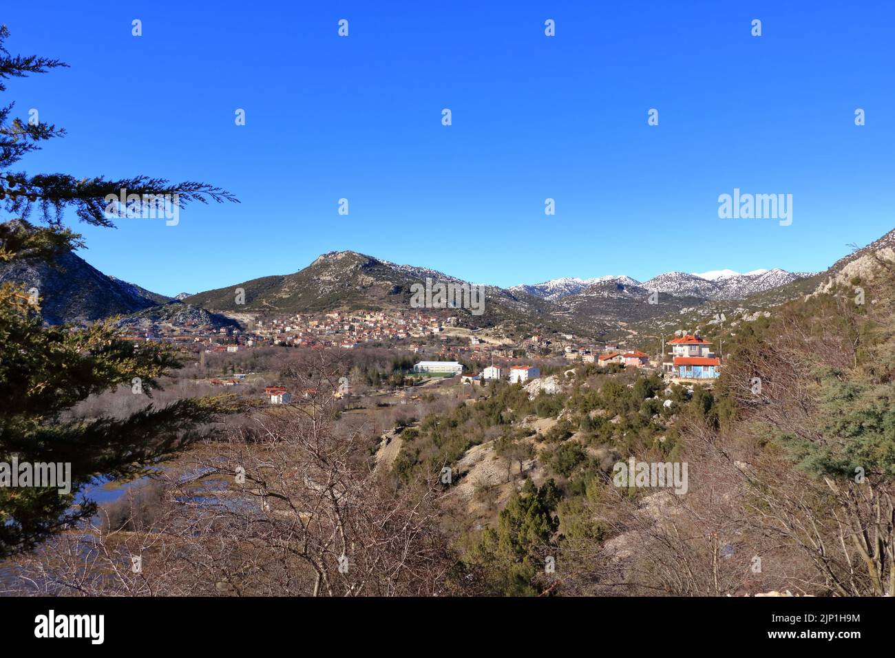 Aerial photograph of town of Ibradi near Ormana Antaly in, Turkey Stock ...