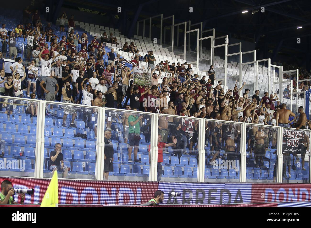 Ferrara, Italy. 14th Aug, 2022. Reggina fans show their supportduring ...