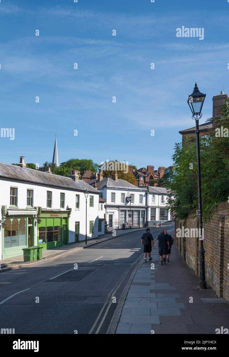 Harrow-on-the-Hill High Street with spire of St Mary's Church visible ...