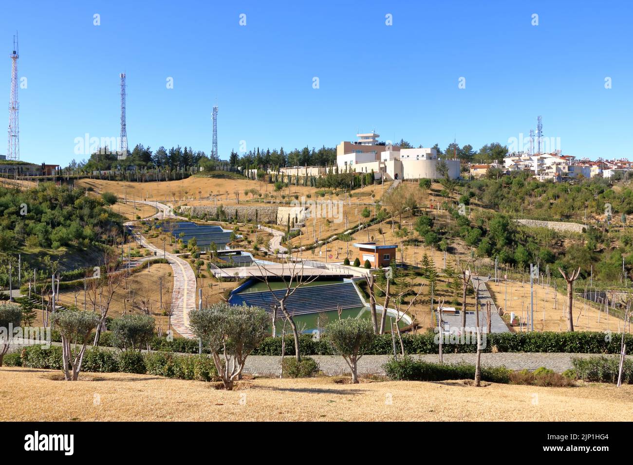 Manavgat city aerial panoramic view in the Antalya region in Turkey ...