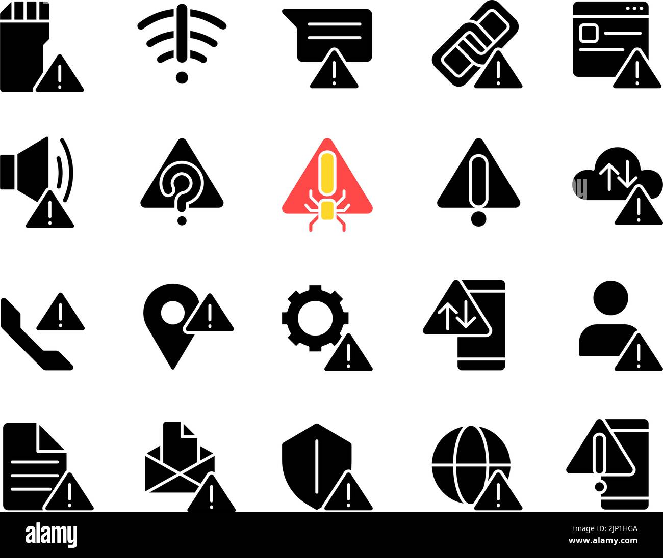 Warning signals black glyph icons set on white space Stock Vector Image & Art - Alamy