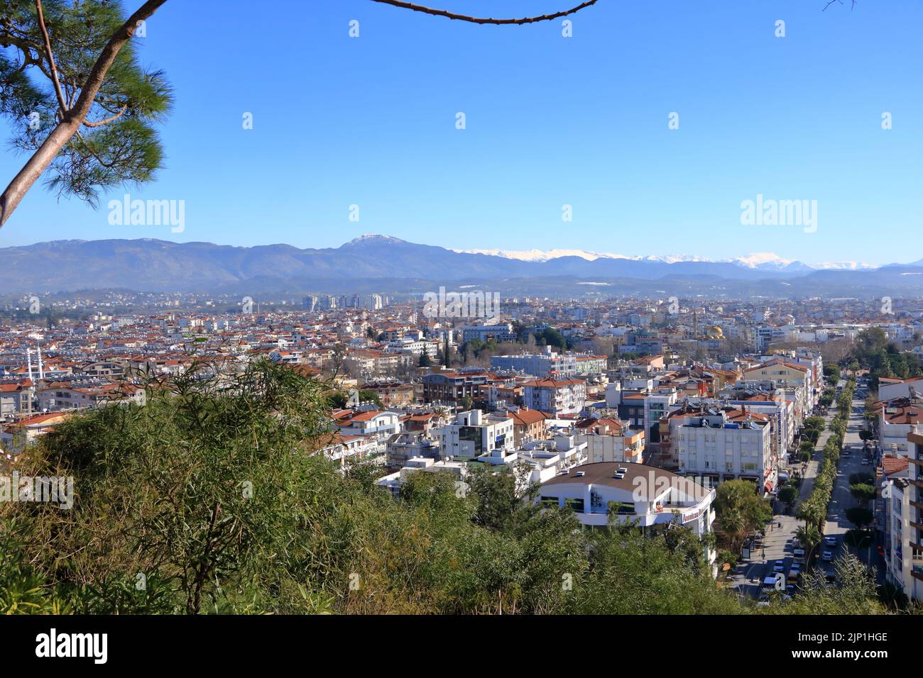 Manavgat city aerial panoramic view in the Antalya region in Turkey ...