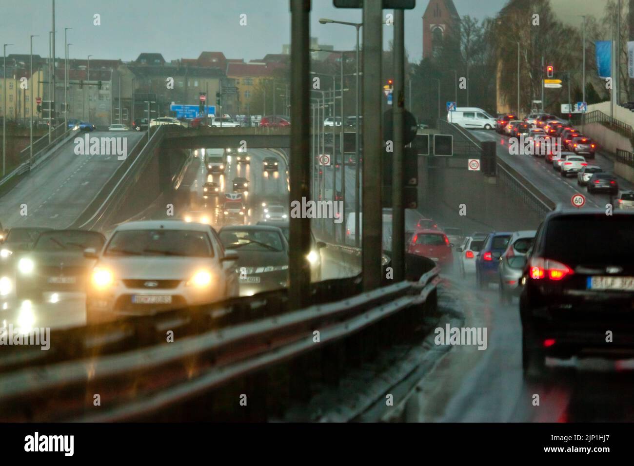 berlin, rain, wet, road traffic, city highway, raining, damp, wetness ...