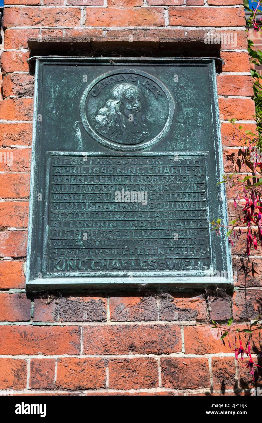 Plaque on Grove Hill near Harrow School marks the spot where Charles I ...
