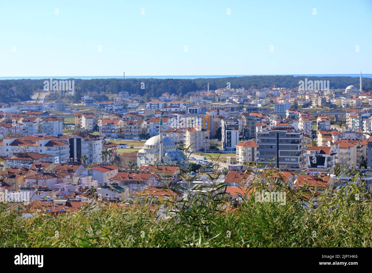 Manavgat city aerial panoramic view in the Antalya region in Turkey ...