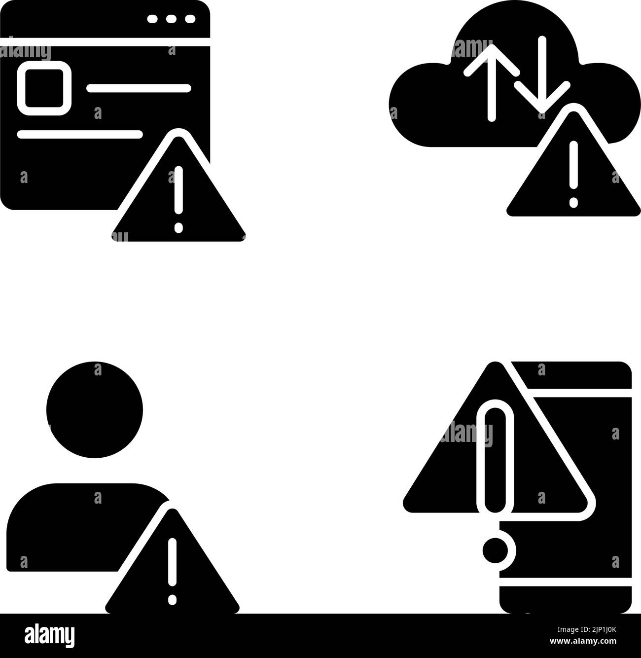 Website access denied black glyph icons set on white space Stock Vector ...