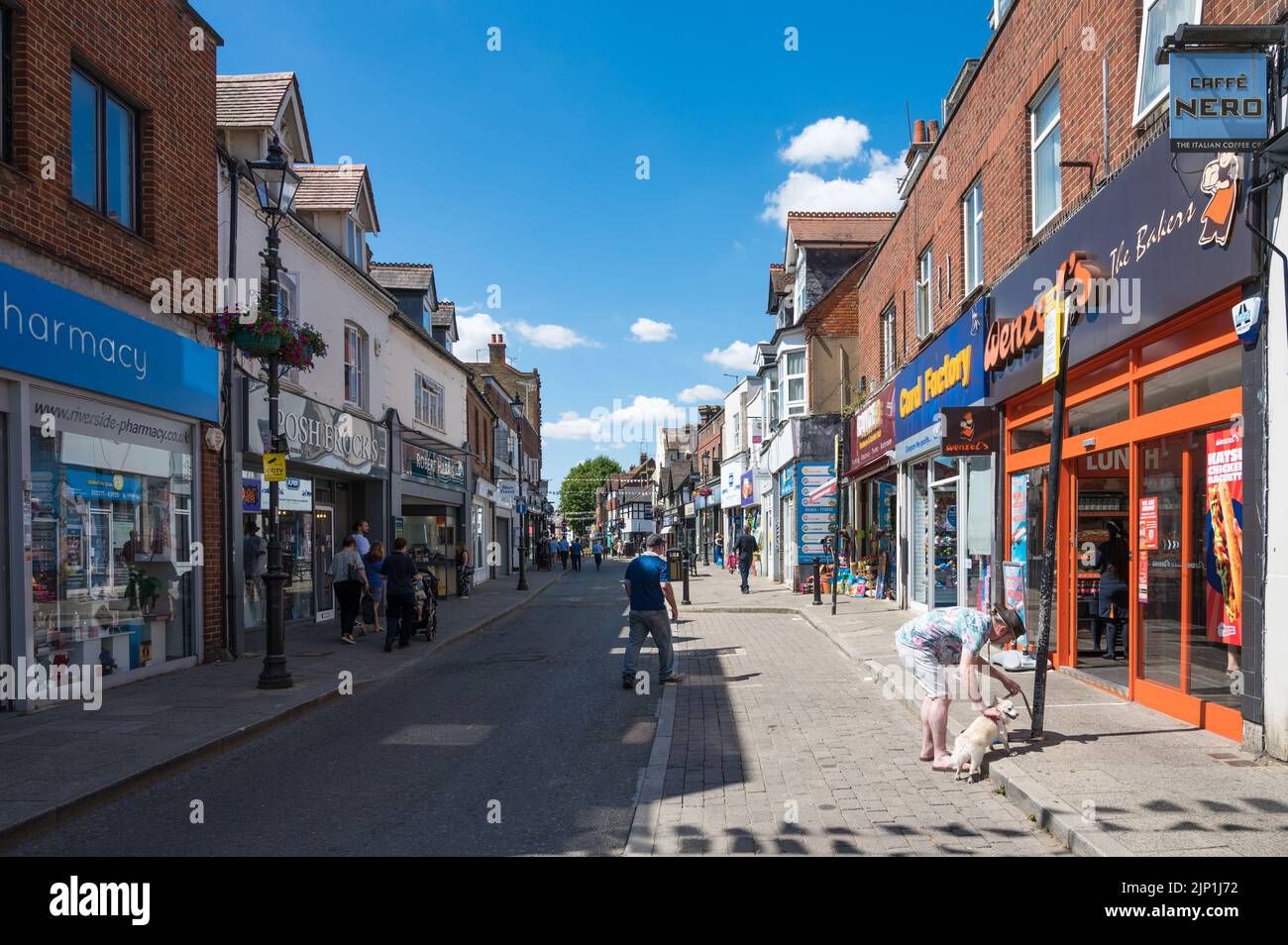 People out and about shopping on High Street, Rickmansworth ...