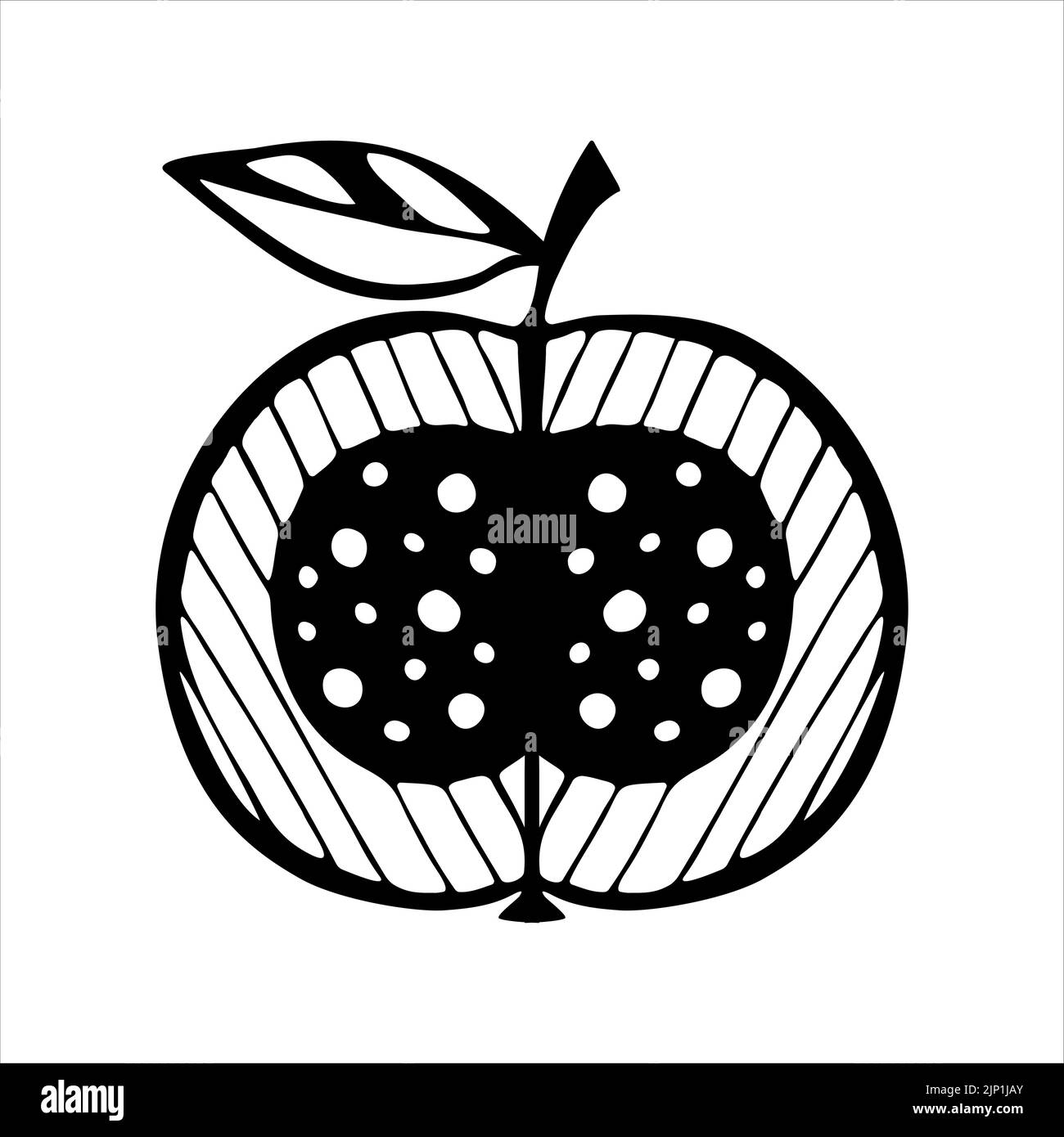 Apple doodle hand drawn black outline logo icon silhouette one closeup ...