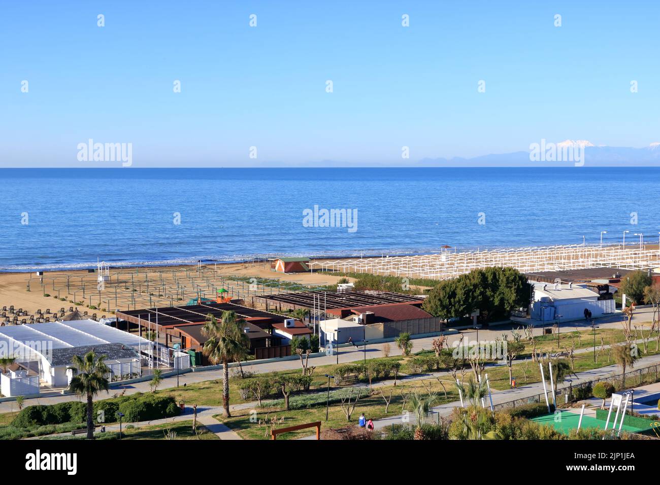 Aerial View Of The Beach On the Turkish Riviera. Evrenseki, Side ...