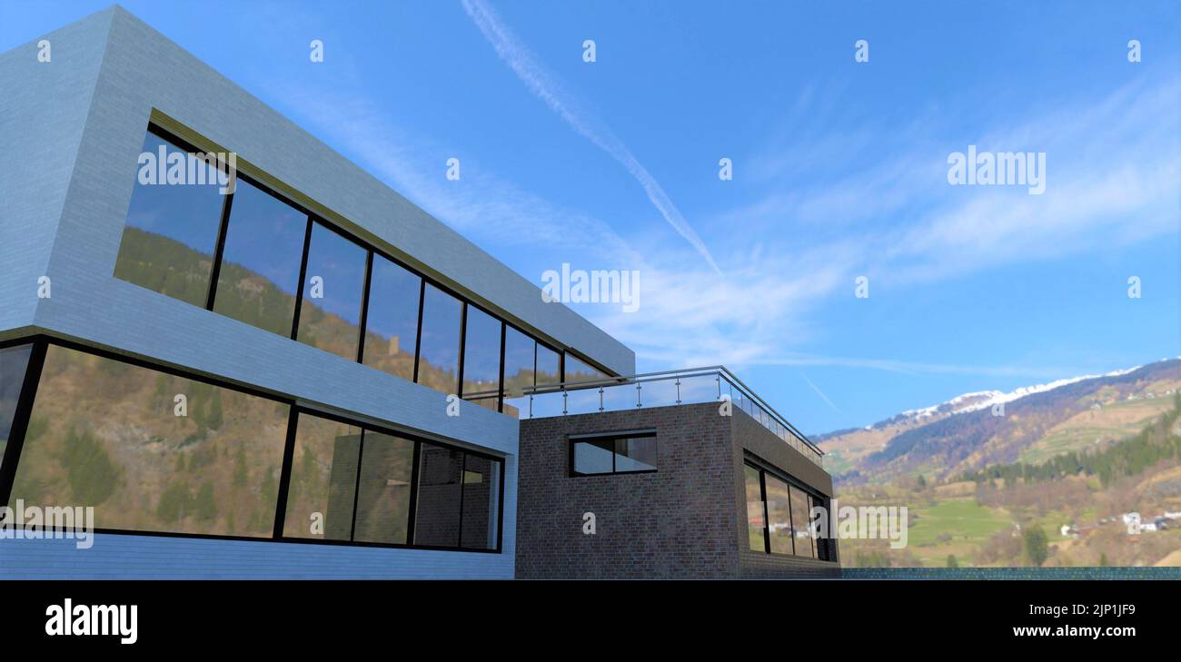 The project of a stunning technological house in the mountainous region ...