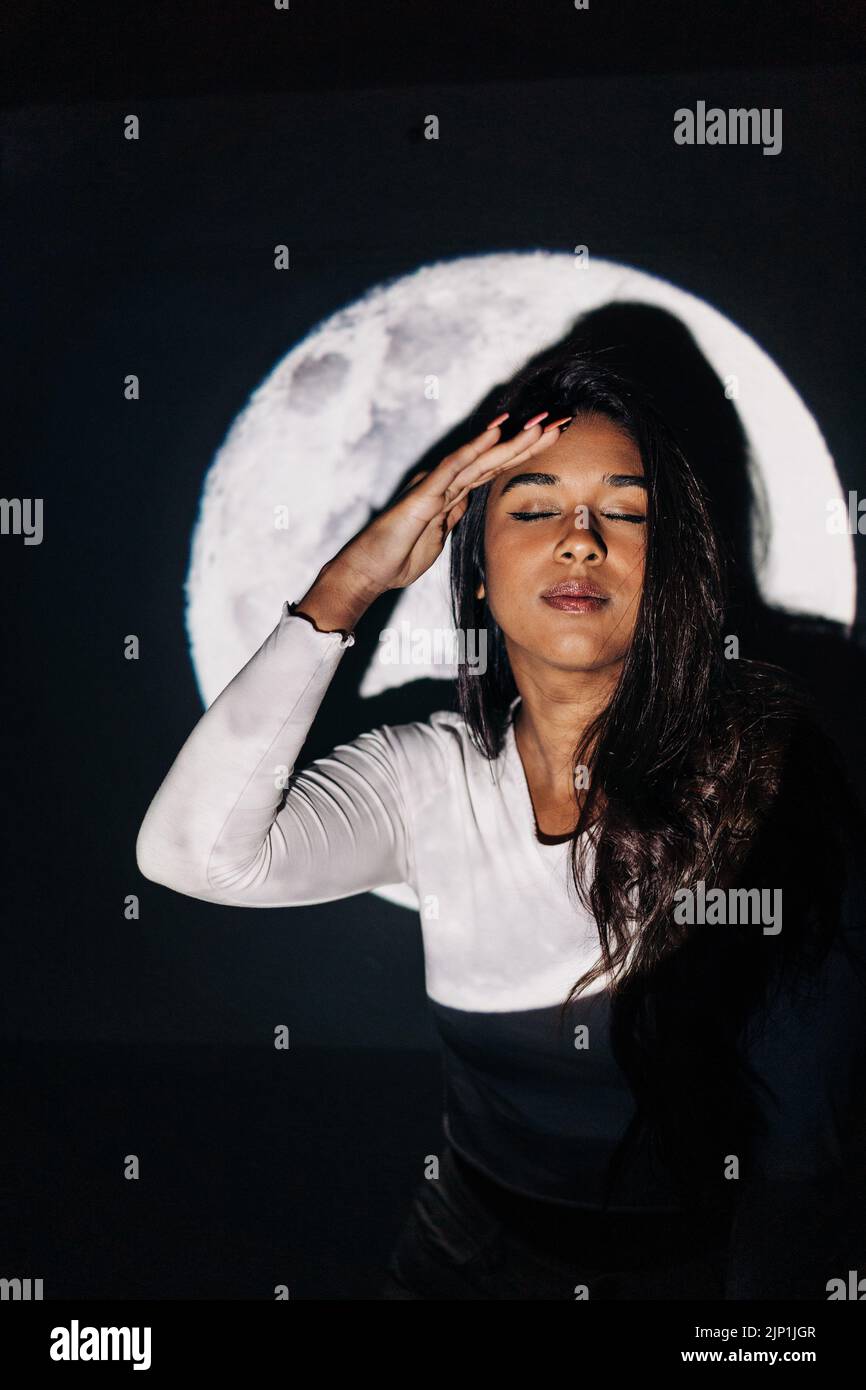 Moon light woman hi-res stock photography and images - Alamy