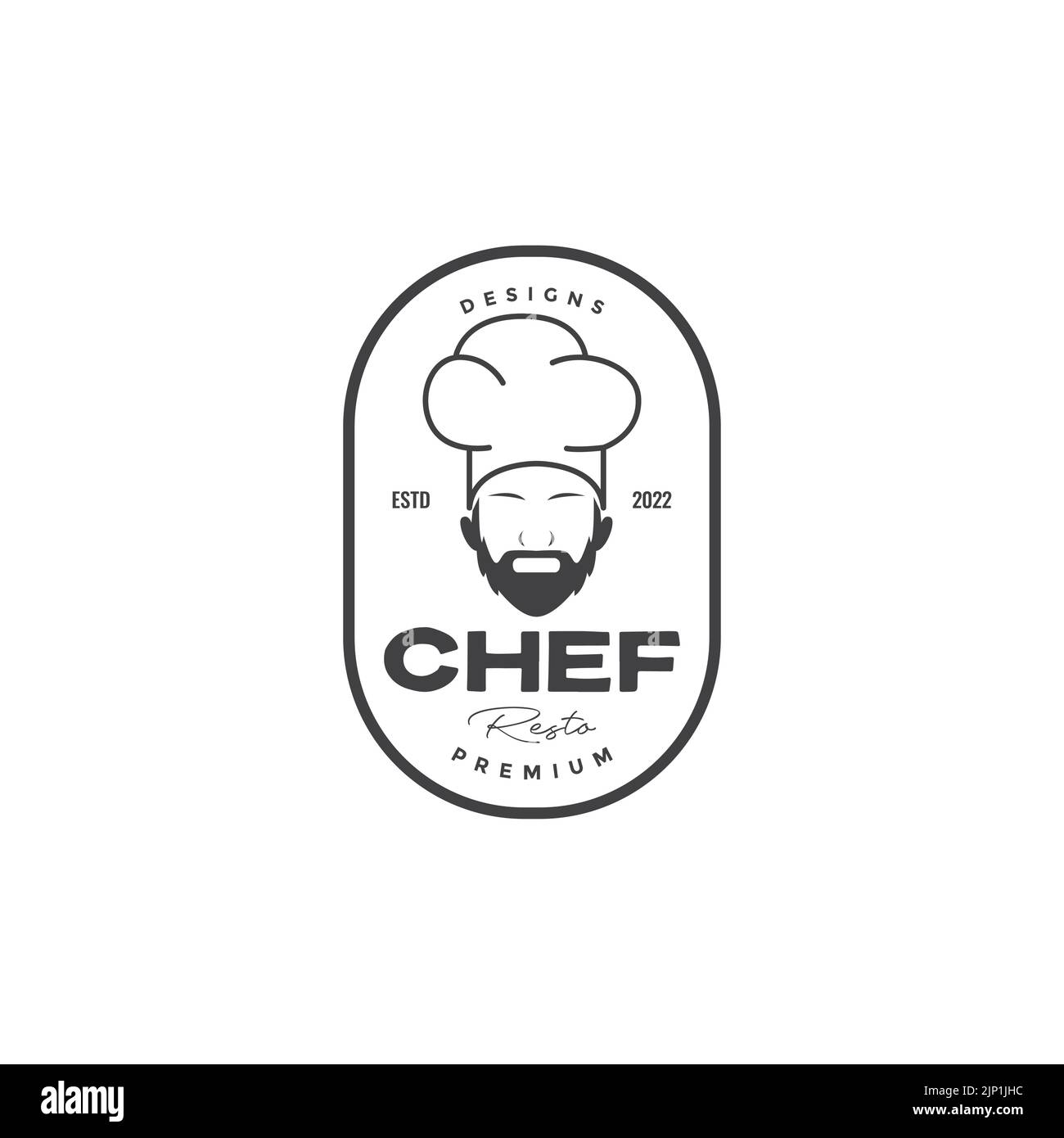 vintage badge with bearded chef logo design Stock Vector Image & Art ...