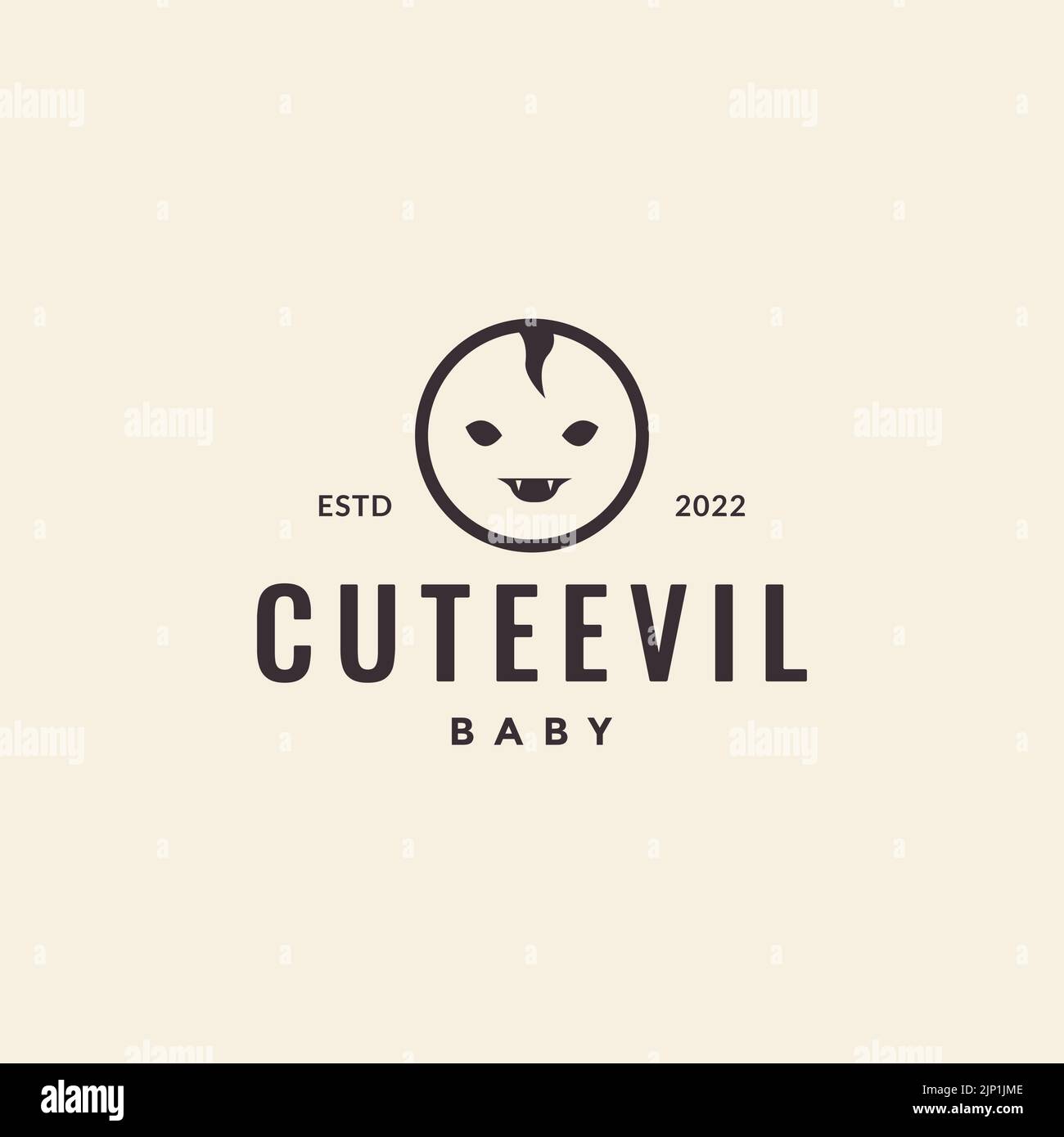 hipster face baby devil logo design Stock Vector Image & Art - Alamy