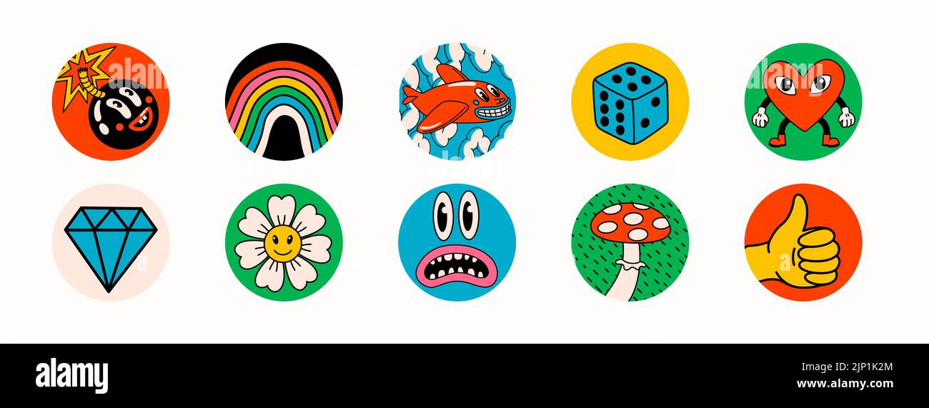 Cartoon vector abstract highlights covers for a social media stories ...