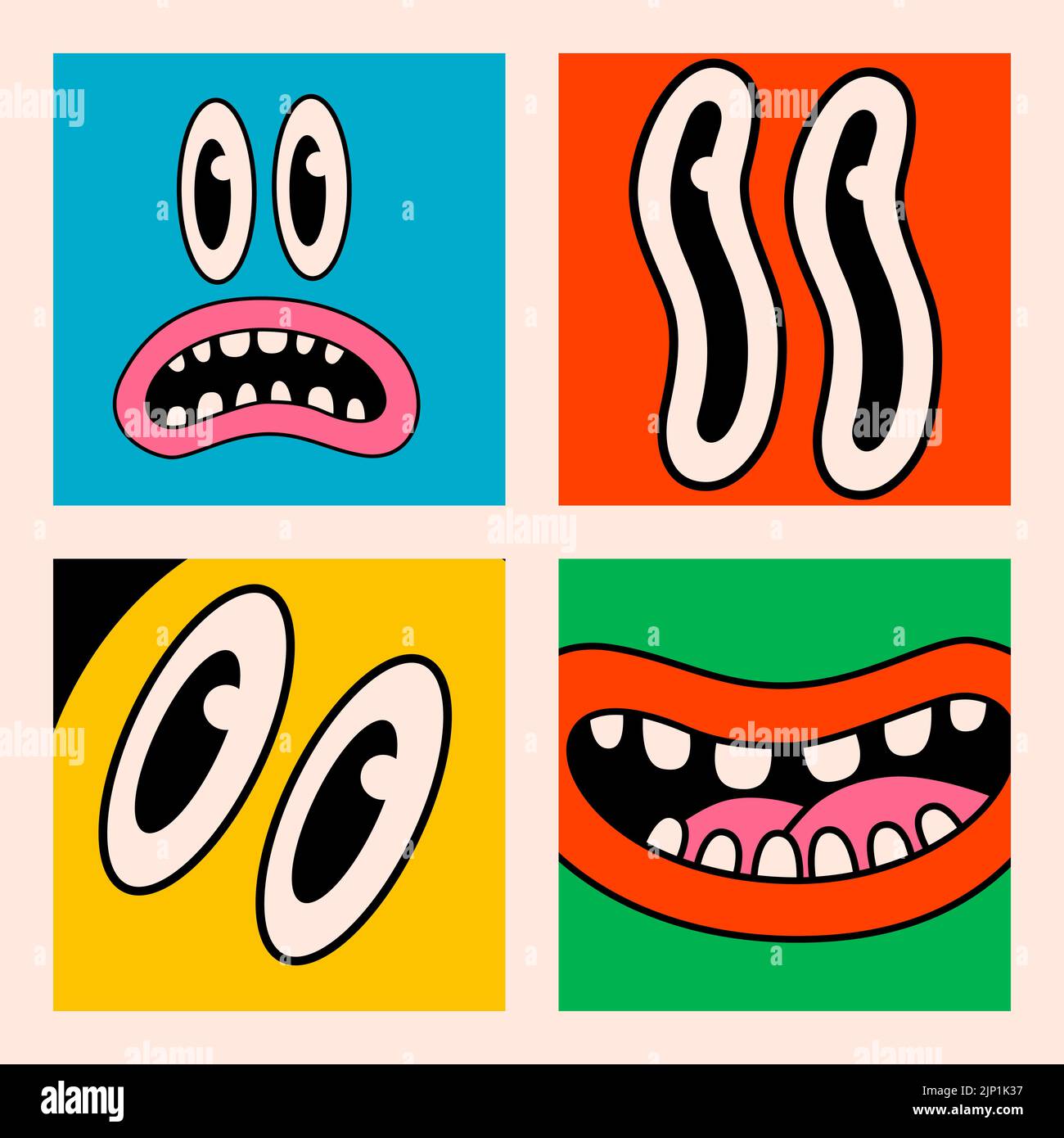 Cartoon vector funny Comic cards. Crazy cartoons Abstract vector ...