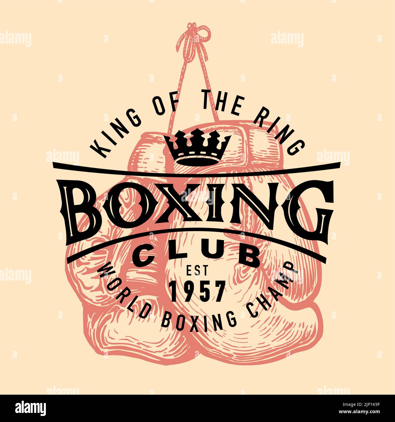 Boxing club emblem stamp vintage. Sports boxing gloves retro vector ...