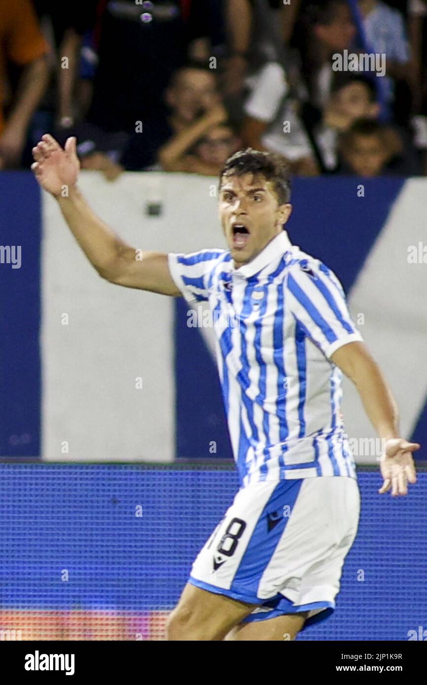 Ferrara, Italy. 14th Aug, 2022. Matteo Arena of Spal gestures during ...