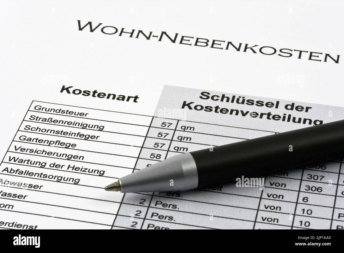 operating costs, utility billing, common fees Stock Photo - Alamy