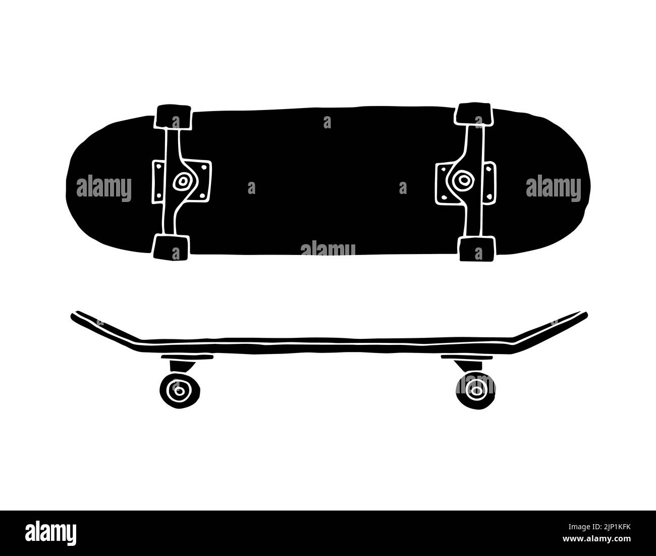 Vector hand drawn doodle sketch black skateboard isolated on white ...