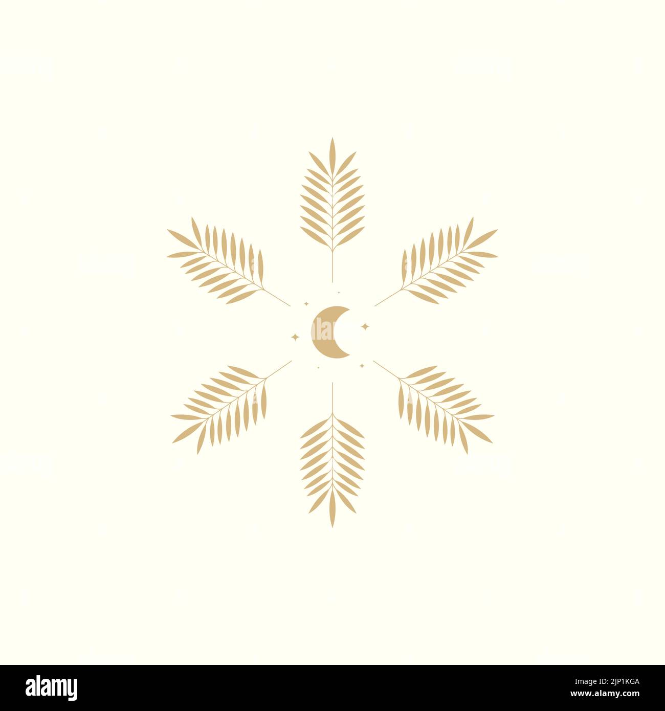 art crescent with palm leaves logo design Stock Vector Image & Art - Alamy