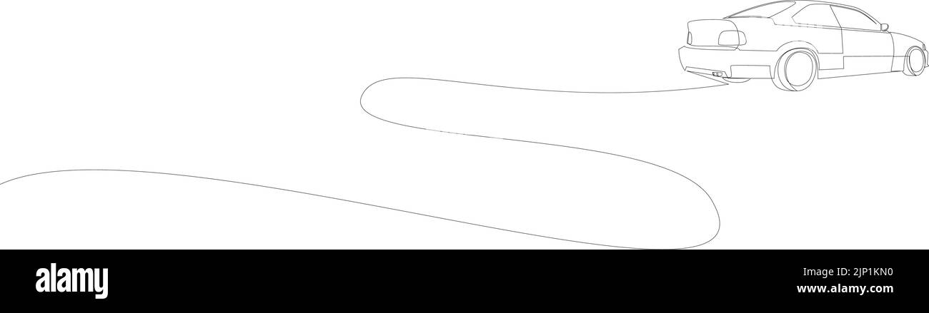 Single line drawing of racing and drifting car. Sporty car vehicle ...