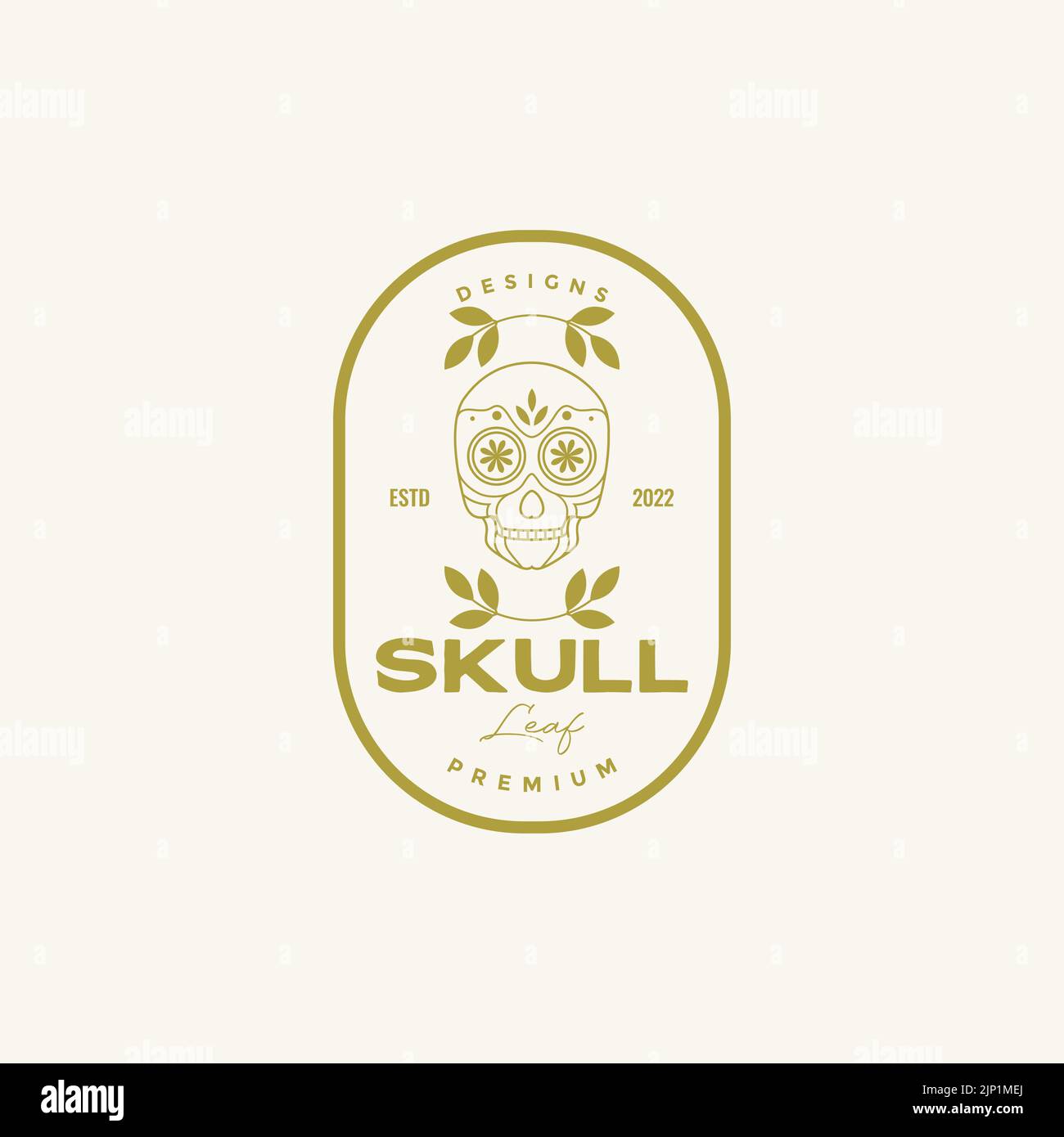 badge vintage skull foliage logo design Stock Vector Image & Art - Alamy