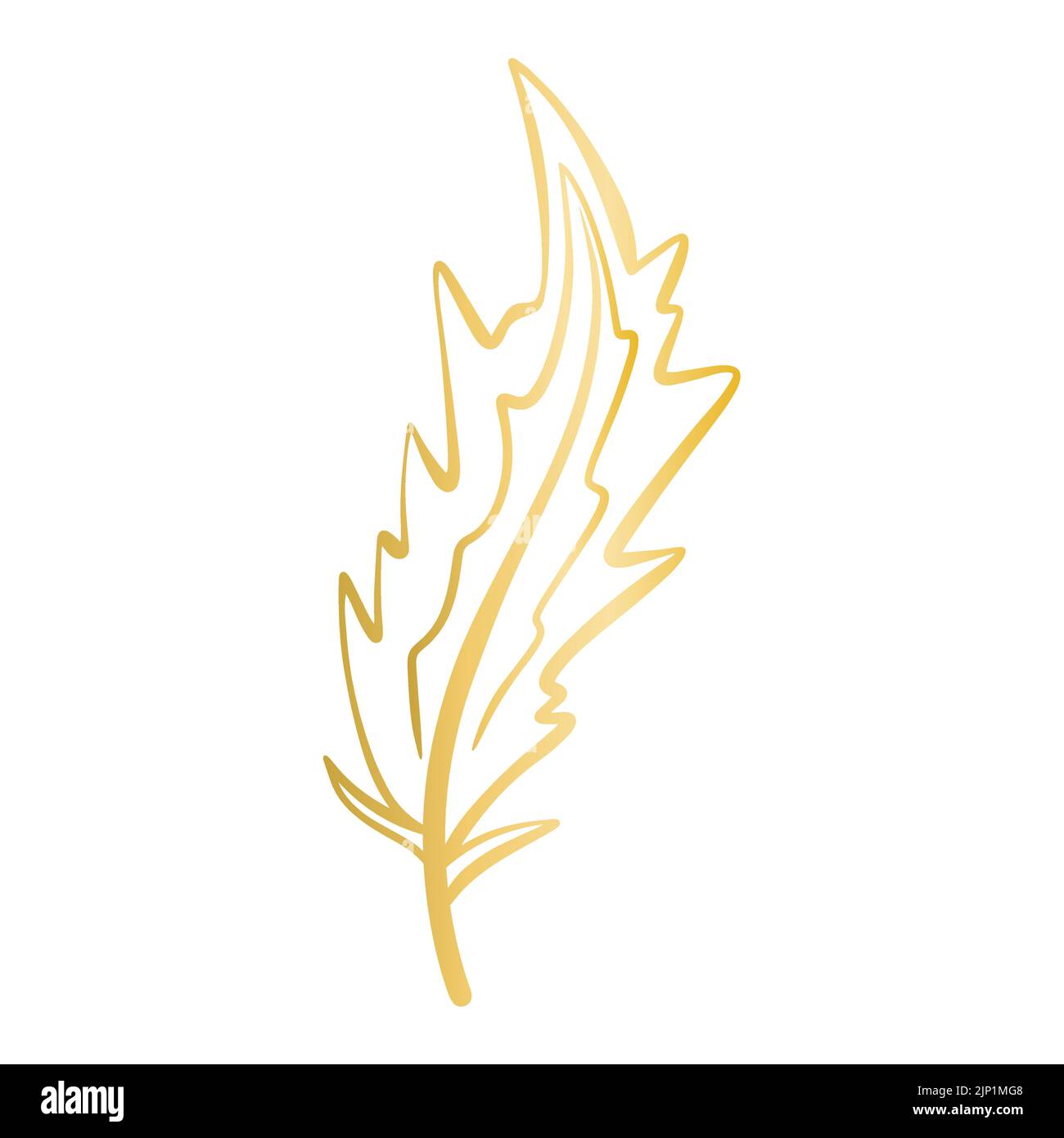 Beautiful golden decorative bird feather isolated vector illustration ...