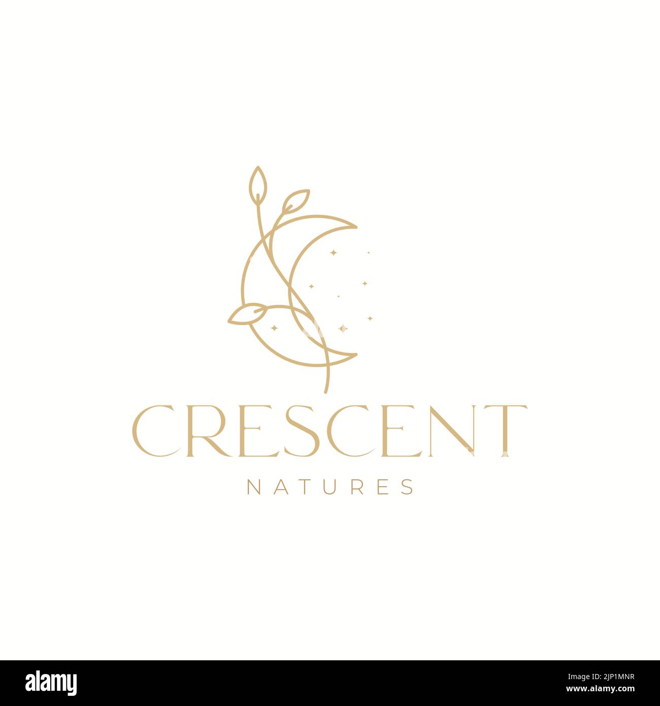 art lines crescent with foliage logo design Stock Vector Image & Art ...