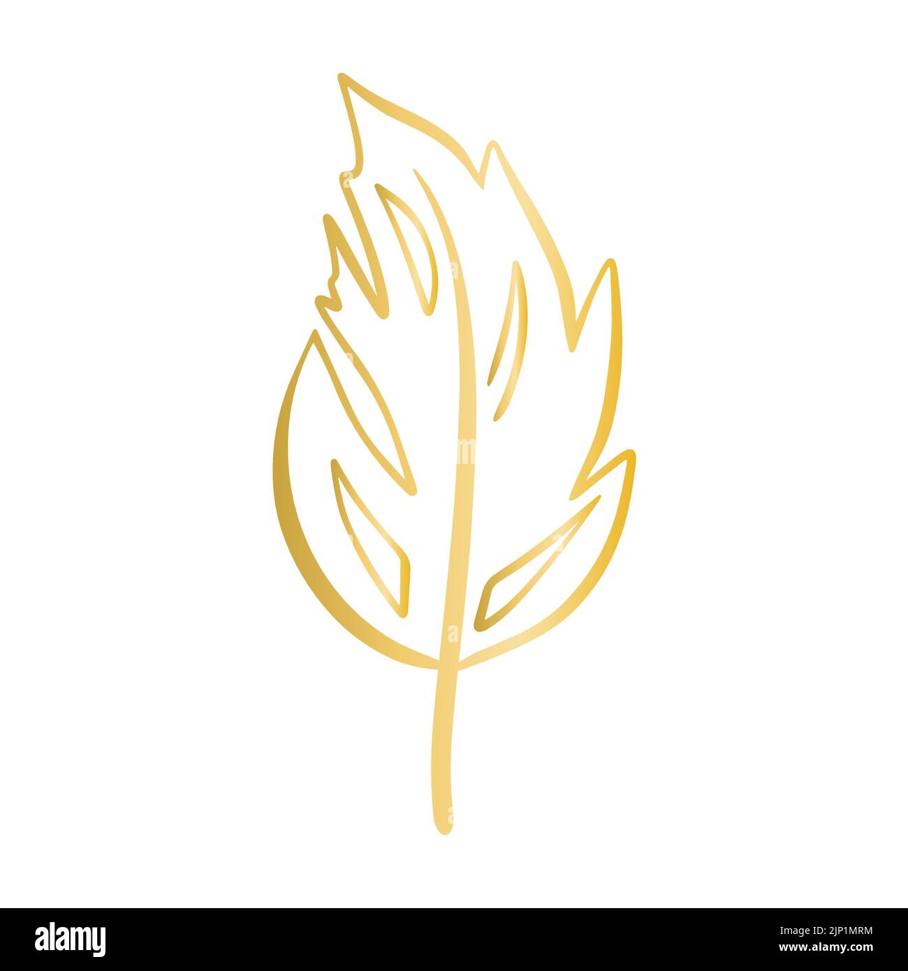 Exquisite golden decorative bird feather isolated vector illustration ...