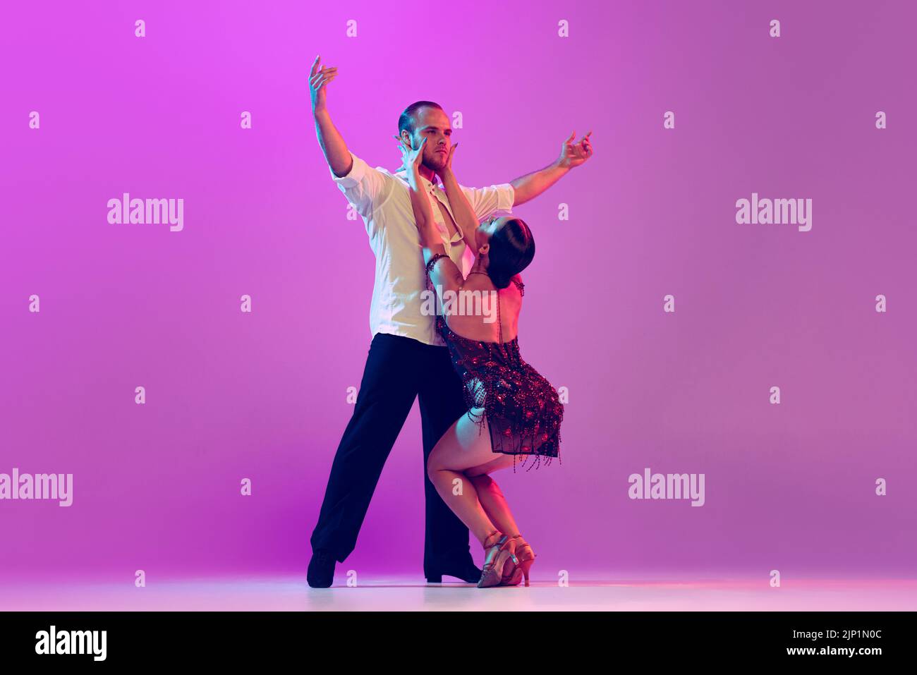 Feelings in dance. Emotional dancers dancing ballroom dance isolated on ...