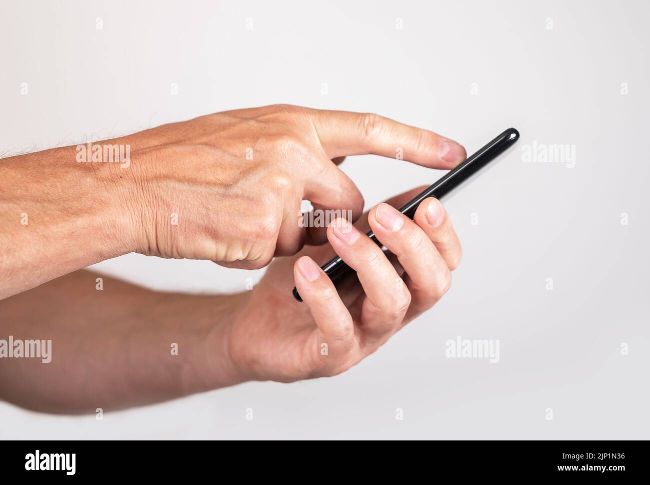 Man forefinger swiping phone hi-res stock photography and images - Alamy
