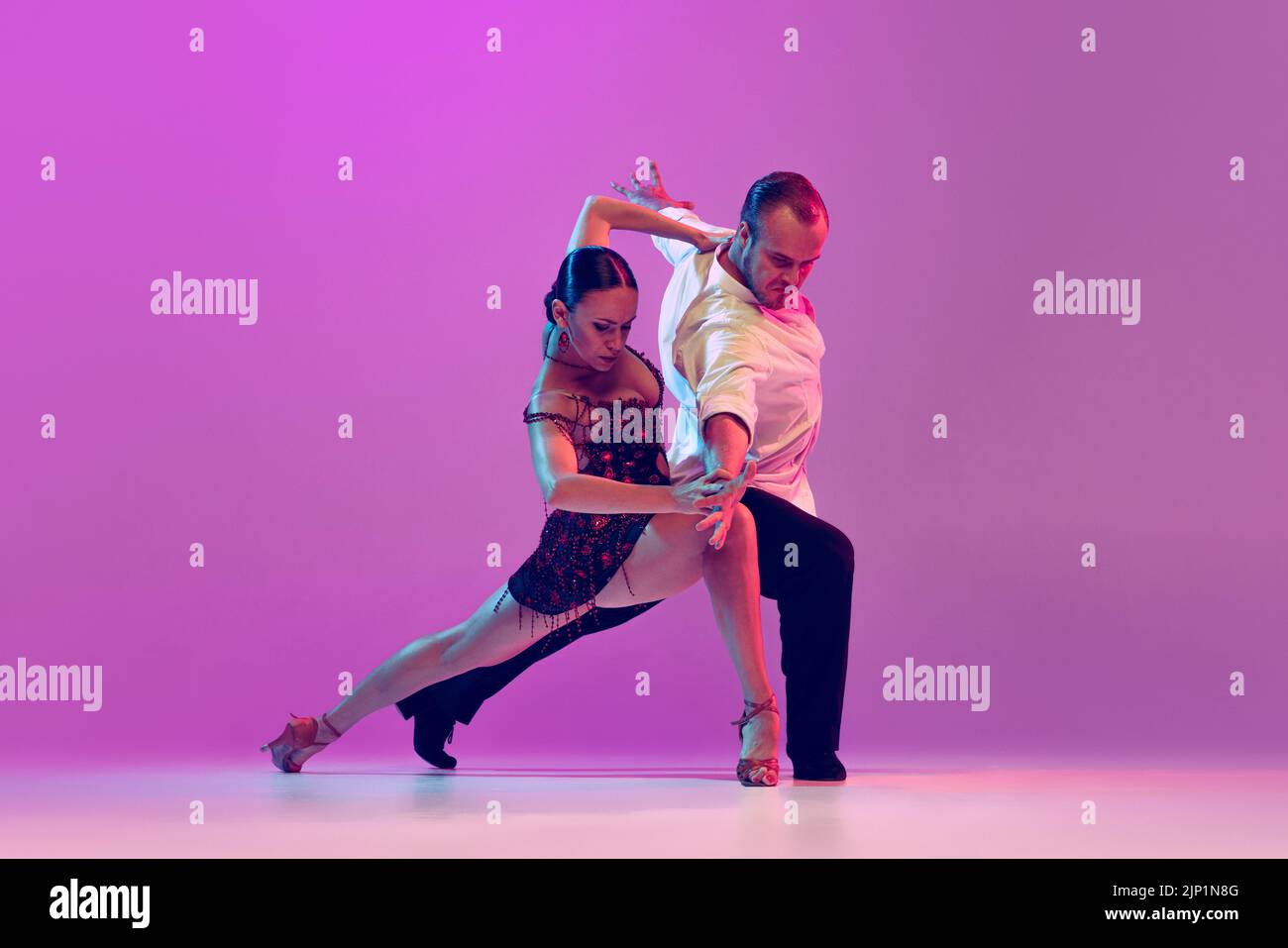 Feelings in dance. Emotional dancers dancing ballroom dance isolated on ...