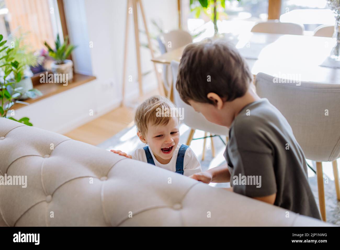 Little siblings playing in living room together Stock Photo - Alamy