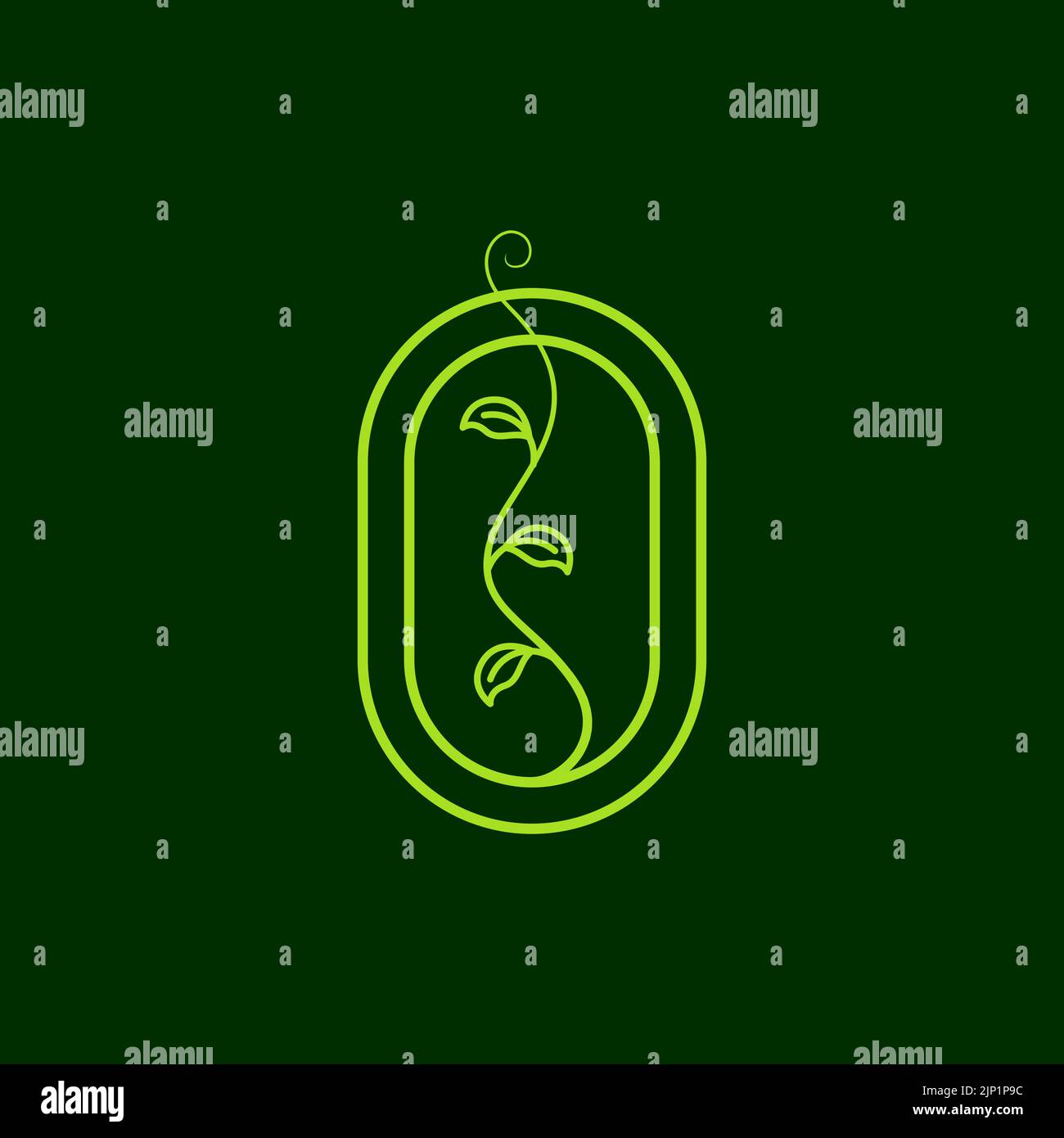 green modern badge with plant growth logo design Stock Vector Image ...