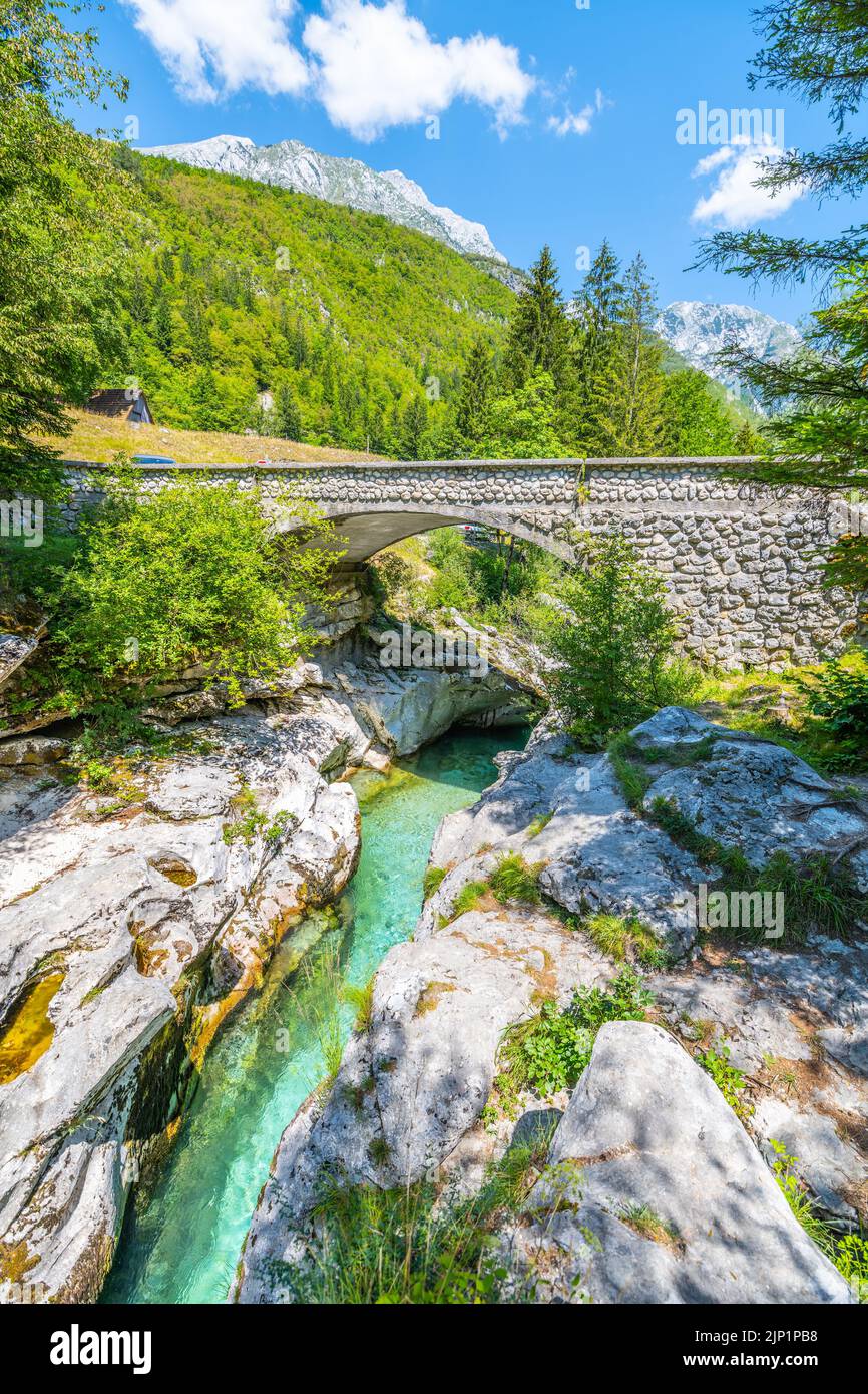 Clear water of Soca River at Small Soca Gorge Stock Photo - Alamy