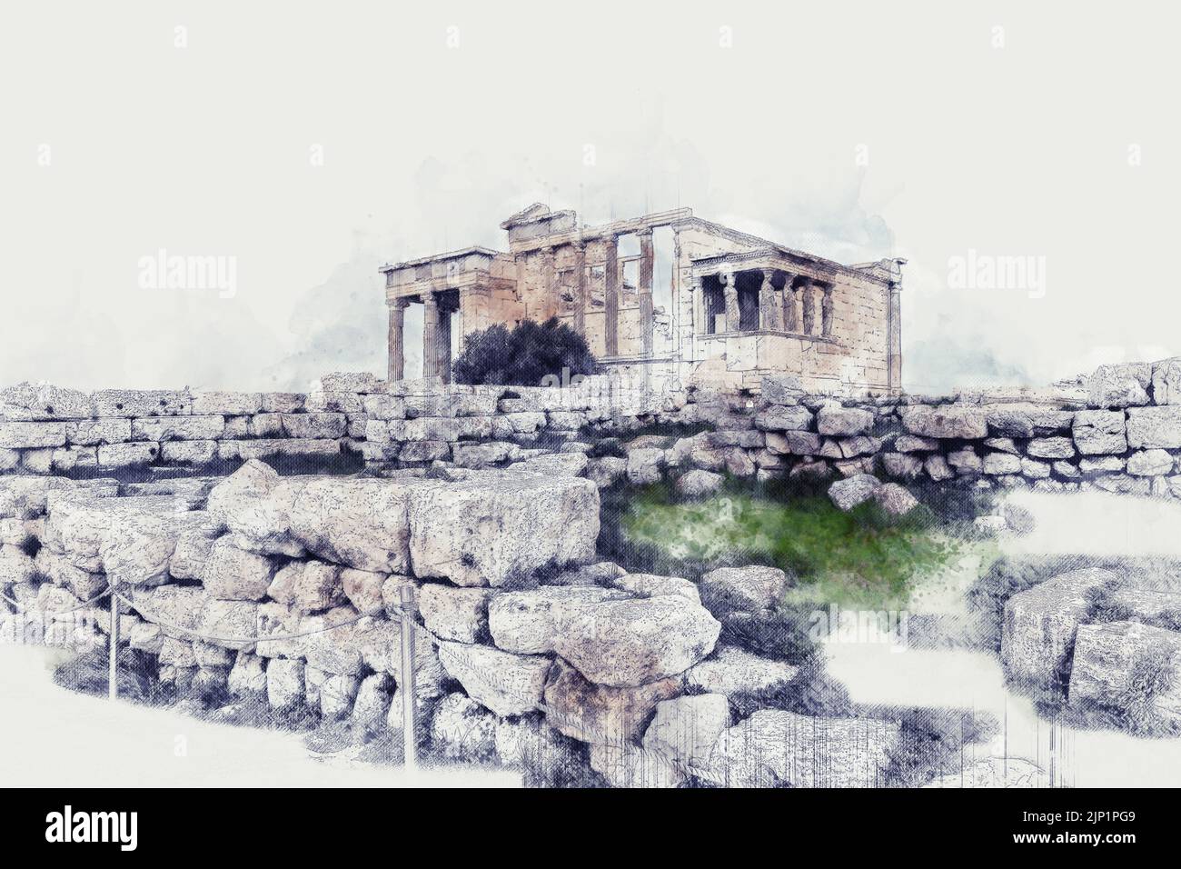 Erechtheion - small temple up on Acropolis hill with Caryatids instead ...