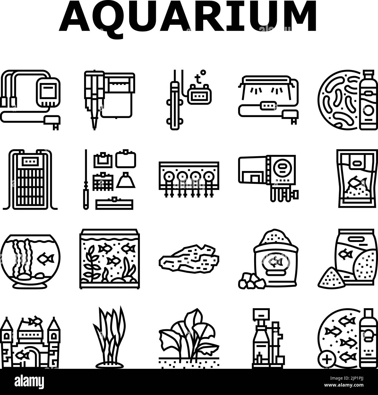 aquarium fish water sea tank icons set vector Stock Vector Image & Art ...