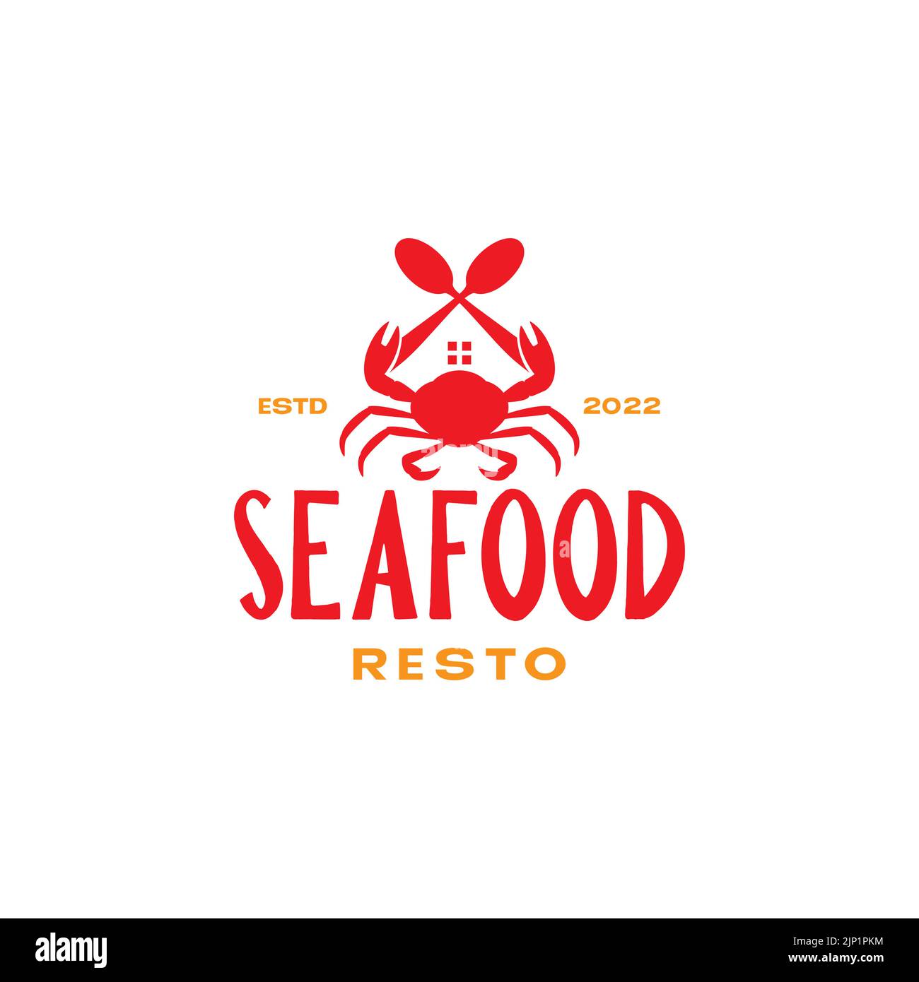 red crabs with spoon restaurant logo design Stock Vector Image & Art ...