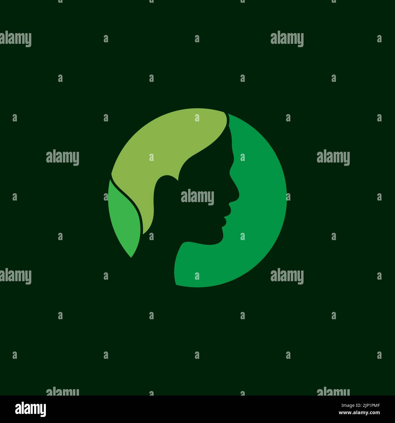 head woman green negative space logo design Stock Vector Image & Art ...
