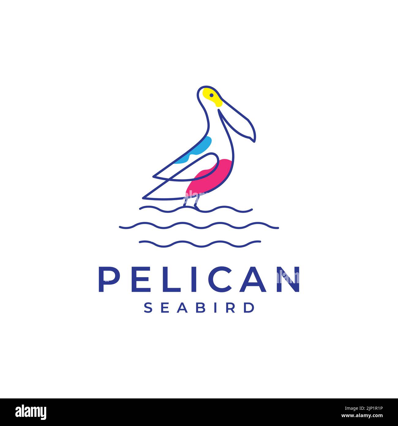 abstract art lines pelican with water logo design Stock Vector Image ...