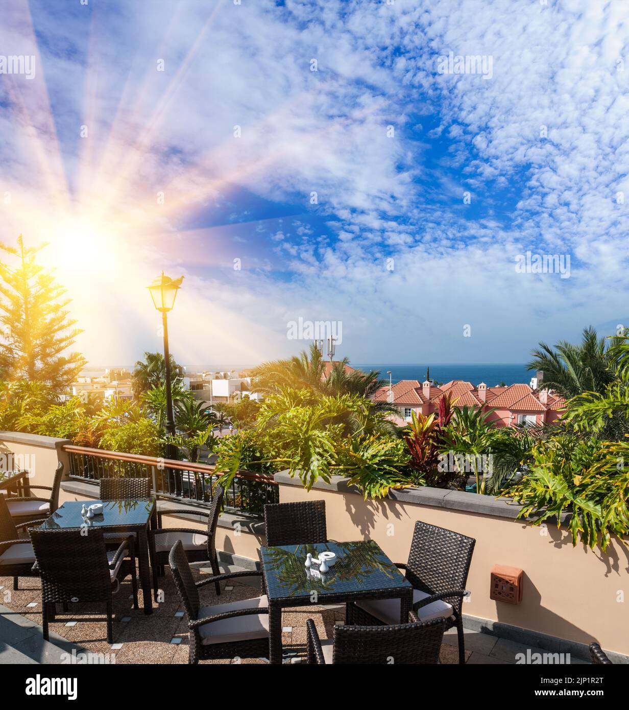 Sunset in Tenerife island, Spain. Tourist Resort Stock Photo - Alamy