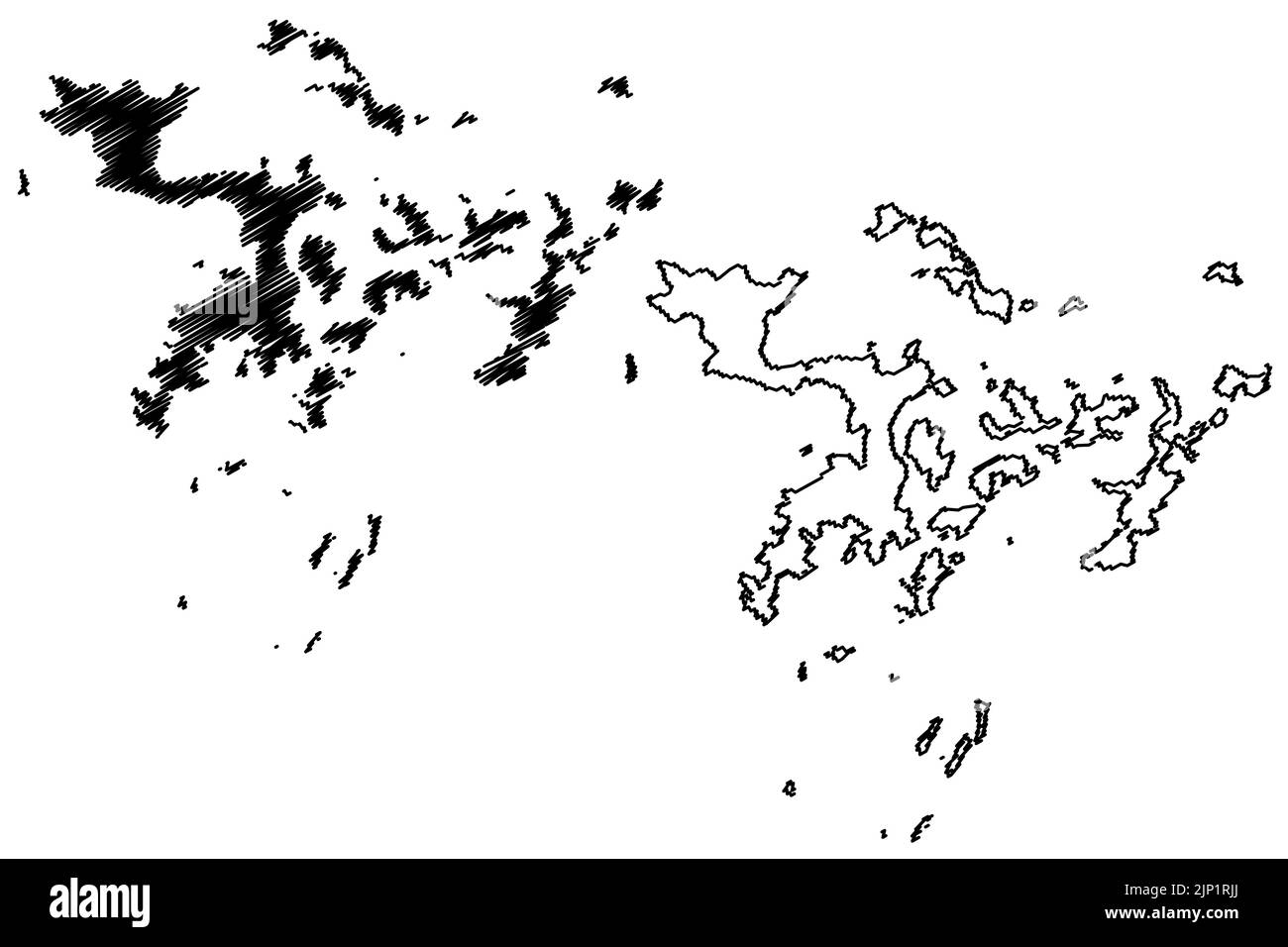 Ssese Islands (Republic of Uganda, Lake Victoria) map vector illustration, scribble sketch ...