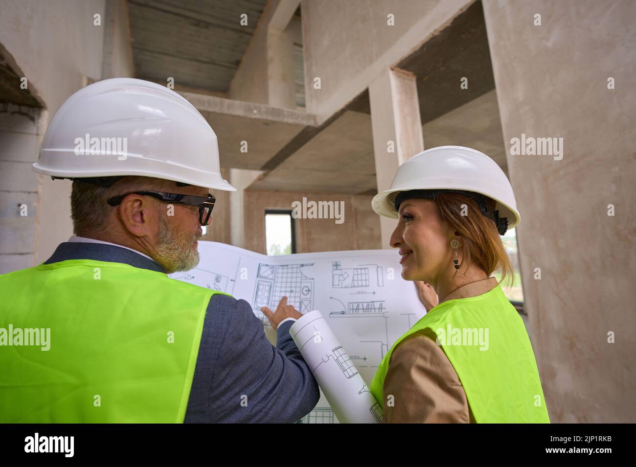 Back view male female engineers hi-res stock photography and images - Alamy