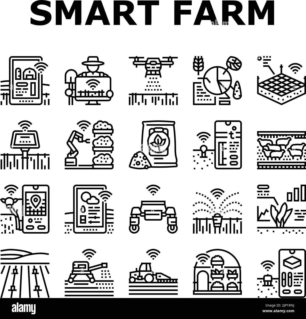 farm smart agriculture farmer icons set vector Stock Vector Image & Art ...