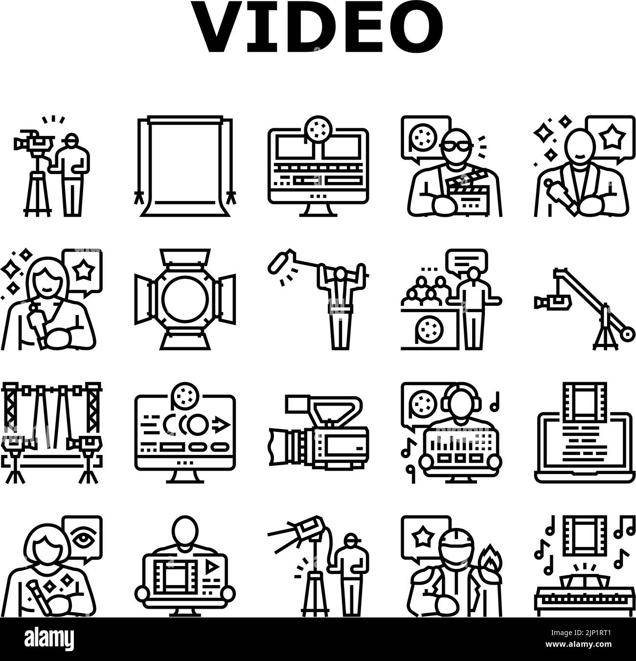 video production film studio icons set vector Stock Vector Image & Art ...