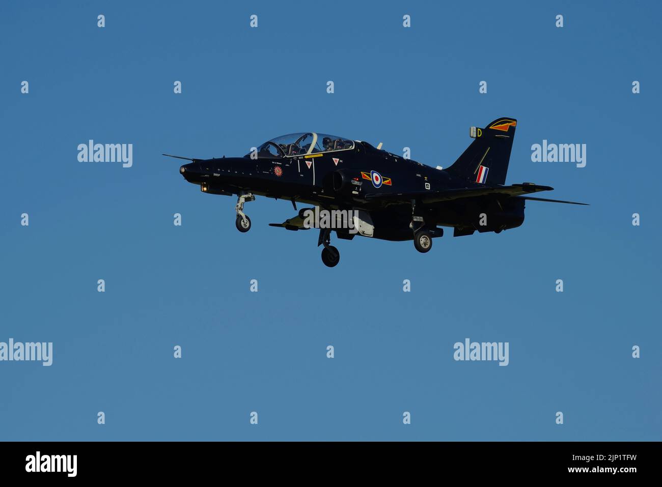 BAe Hawk T2 landing at RAF Valley, Anglesey, North Wales Stock Photo ...