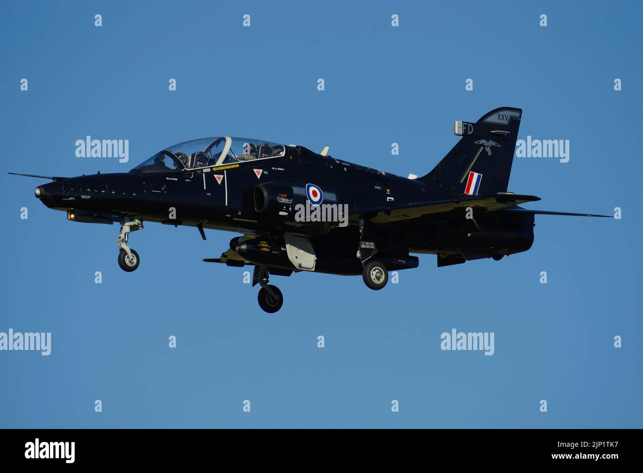 BAe Hawk T2 landing at RAF Valley, Anglesey, North Wales Stock Photo ...