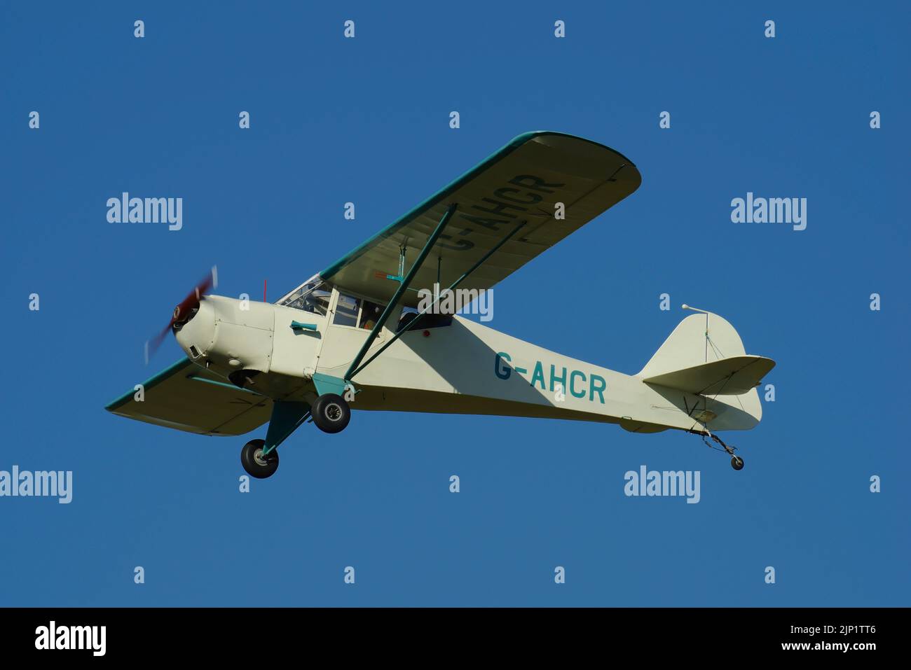 Gould-Taylorcraft Plus D-1, G-AHCR, landing at RAF Valley, Anglesey ...