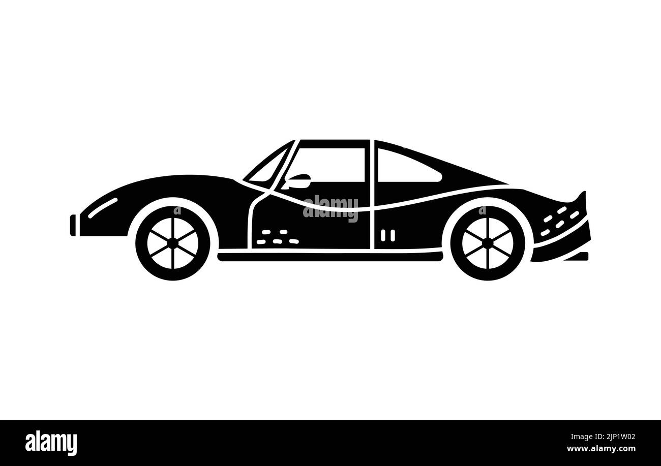Vector hand-drawn illustration of a retro car. Personal vehicles Stock ...