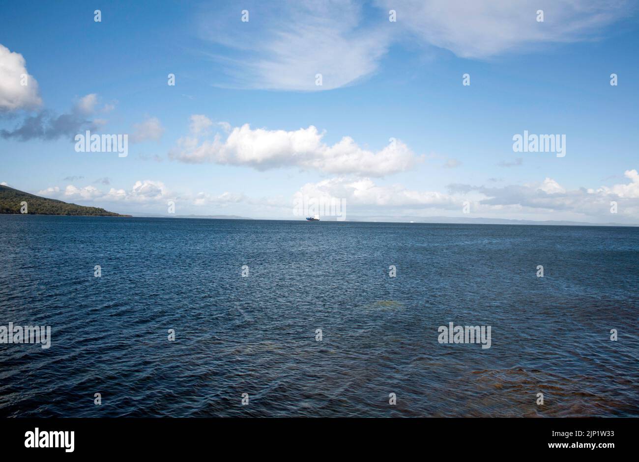Cargo ship moored in Brodick Bay the Isle of Arran North Ayrshire ...
